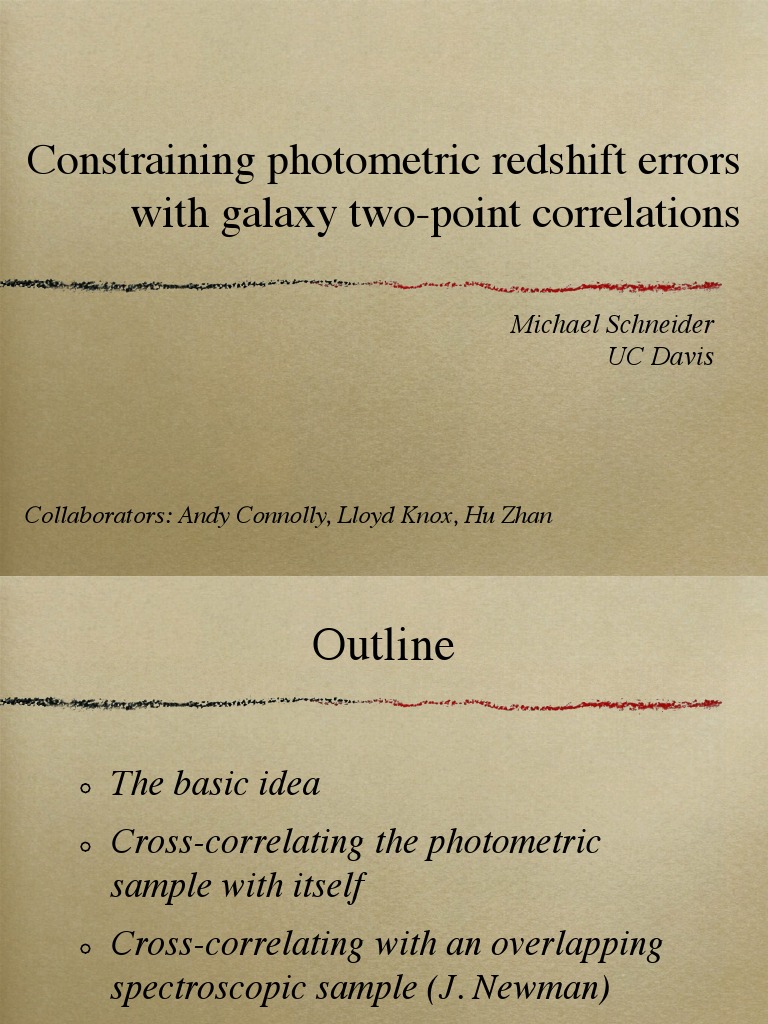 Constraining Photometric Redshift Errors With Galaxy Two-Point Correlation Functions | PDF ...