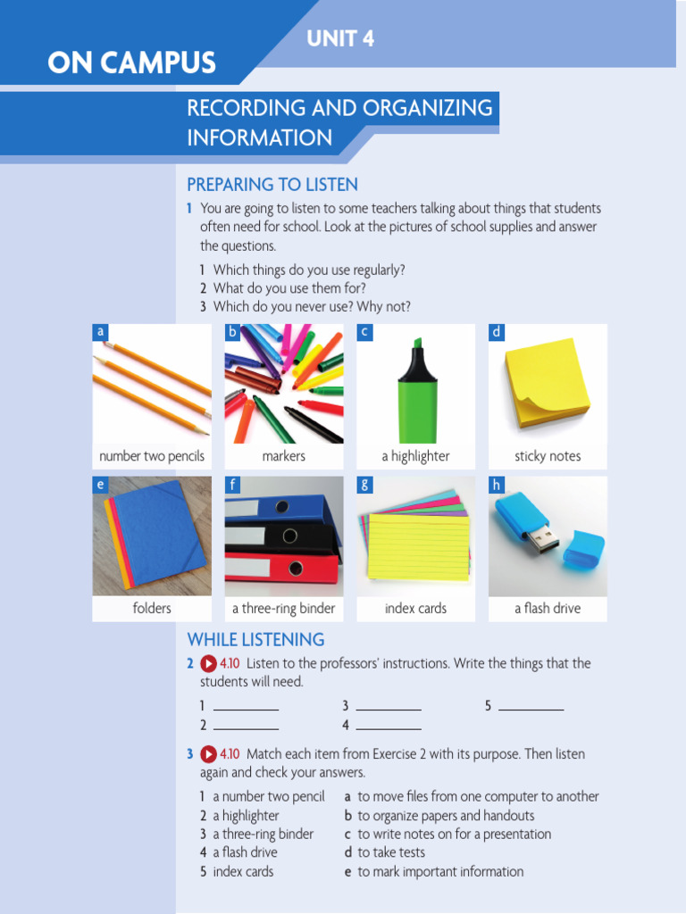 Listening and Speaking 1 On Campus Unit 4 | PDF | Computer File