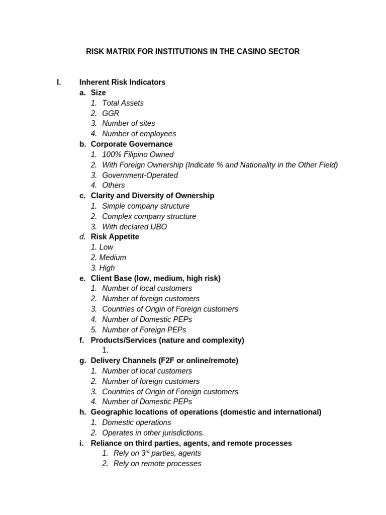Risk Matrix For Covered Persons | PDF