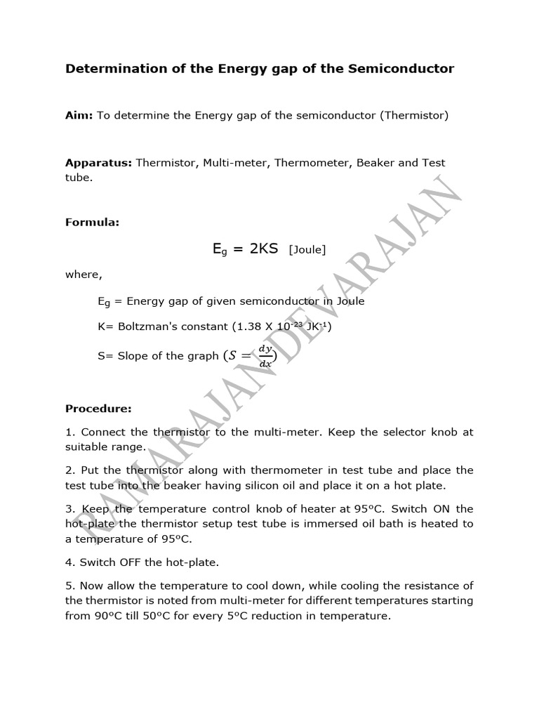 Energy Gap Determination in Thermistors | PDF