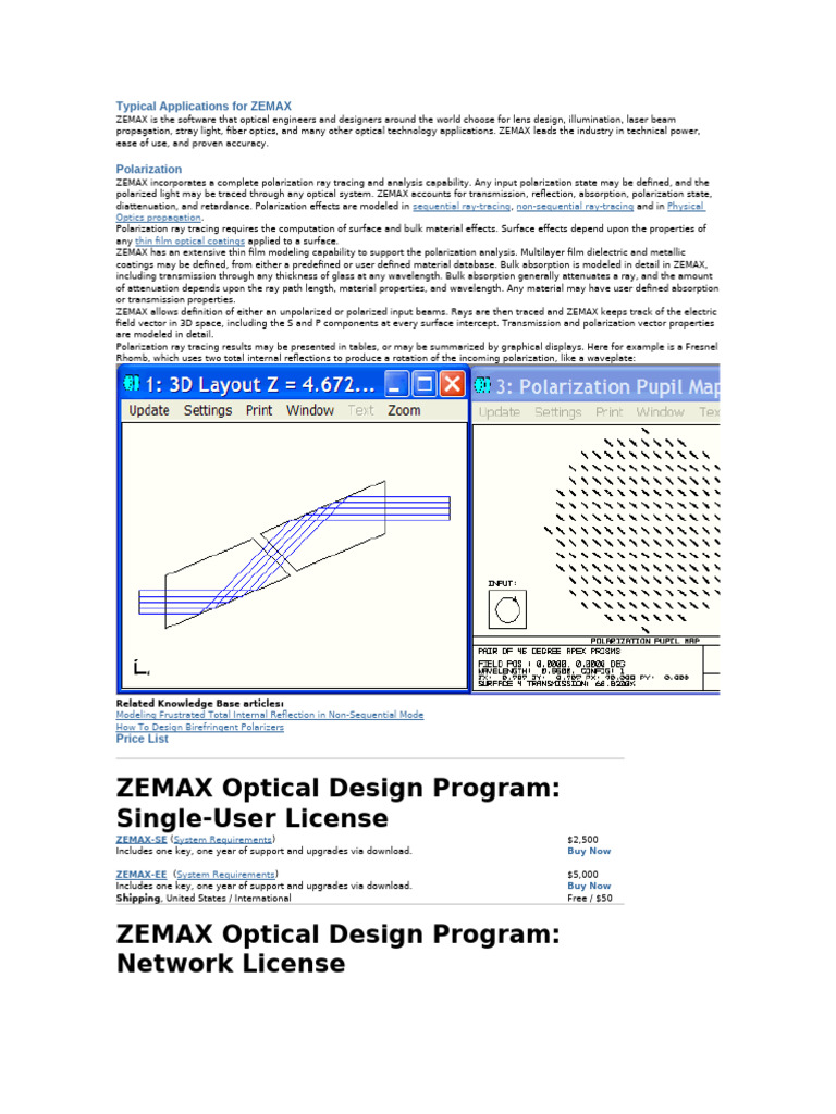 ZEMAX Material Catalog Overview | PDF | Polarization (Waves) | Optics