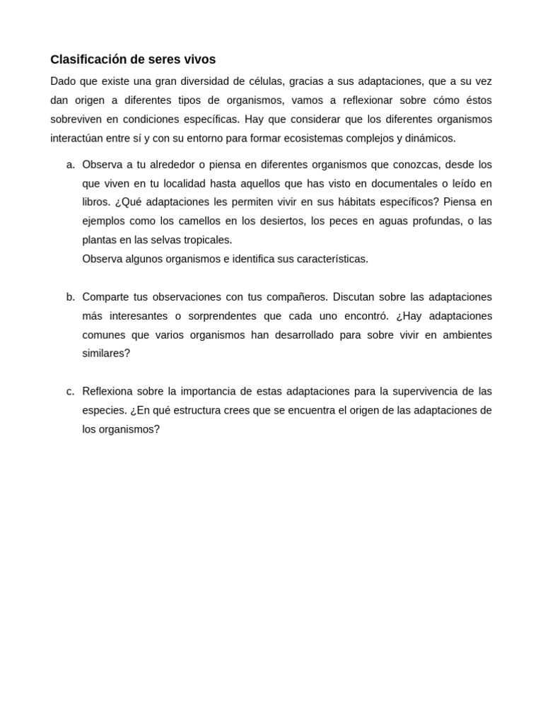 Actividad Clasificación de Seres Vivos | PDF