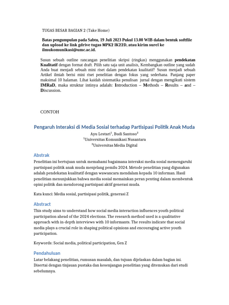 Tugas Mini Riset Template Jurnal IMRaD | PDF