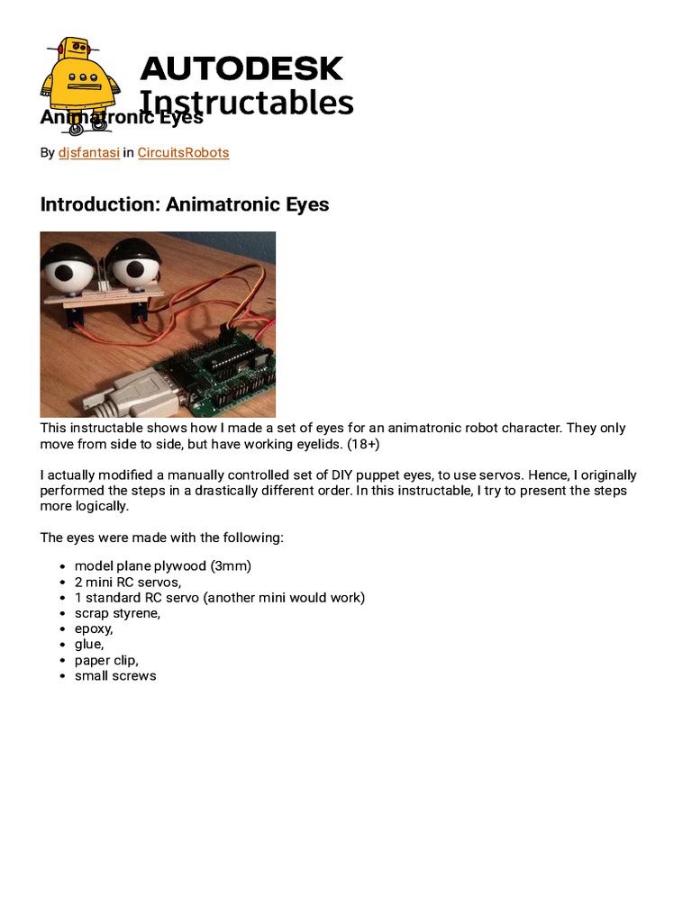 Animatronic Eyes - 10 Steps (With Pictures) - Instructables | PDF