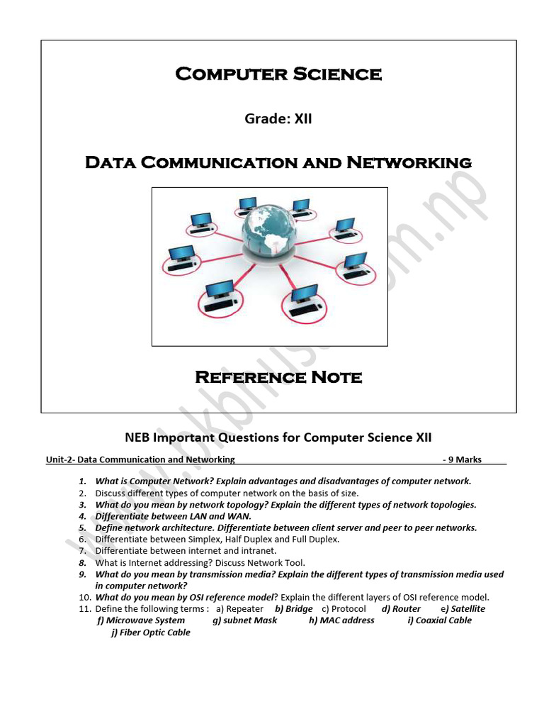 UNIT 2 Data Communication and Networking 1 | PDF | Transmission Medium | Network Topology