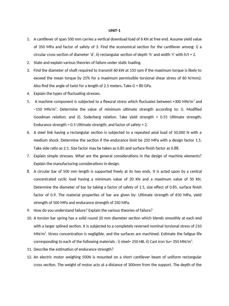 Dme Important Questions | PDF | Strength Of Materials | Bending