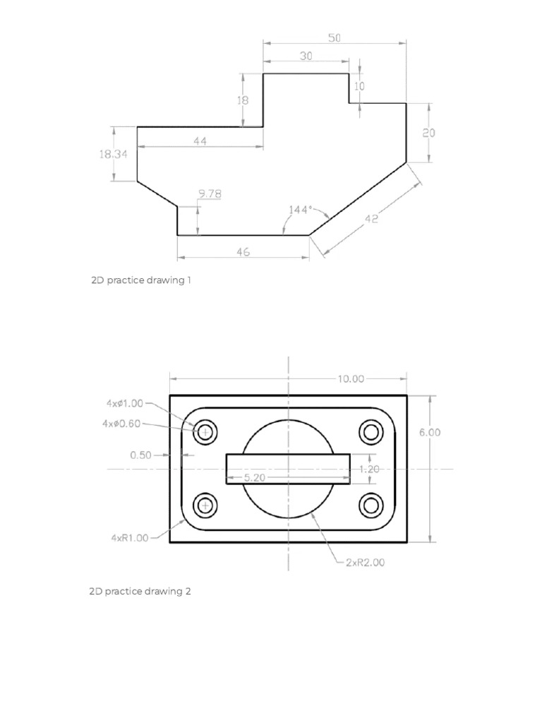 AutoCAD 2D and 3D Practice Drawings | PDF