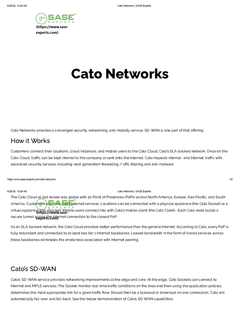 Cato Networks - SASE Experts | PDF | Cyberspace | Computer Mediated ...
