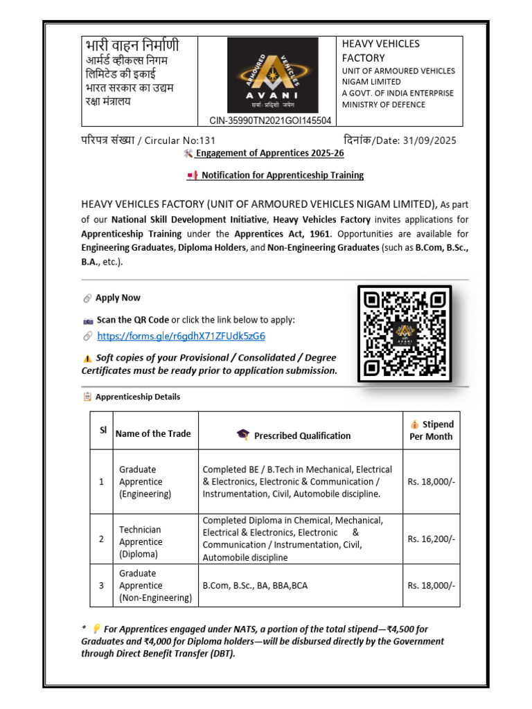 Apprenticeship Training Notification 2025-26 | PDF | Apprenticeship