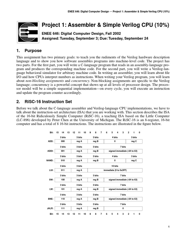 Assembler Verilog | PDF | Assembly Language | Instruction Set