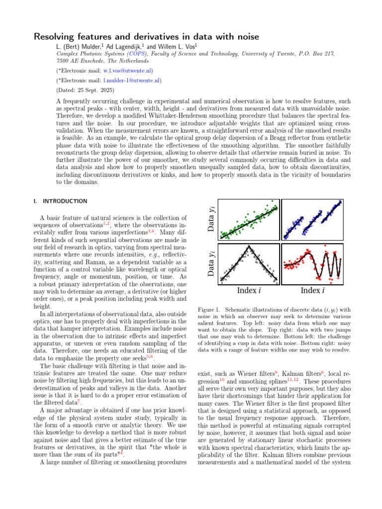 Resolving Features and Derivatives in Data With Noise: L. (Bert) Mulder ...