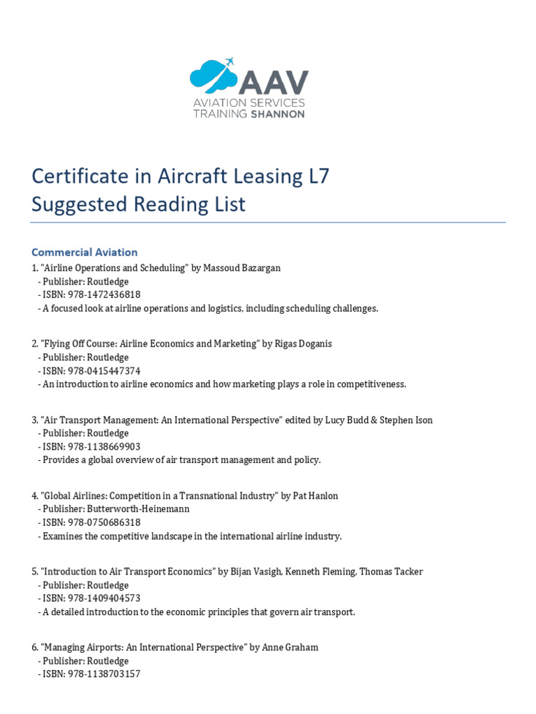 Aircraft Leasing L7 Reading List | PDF | Aviation | Economies