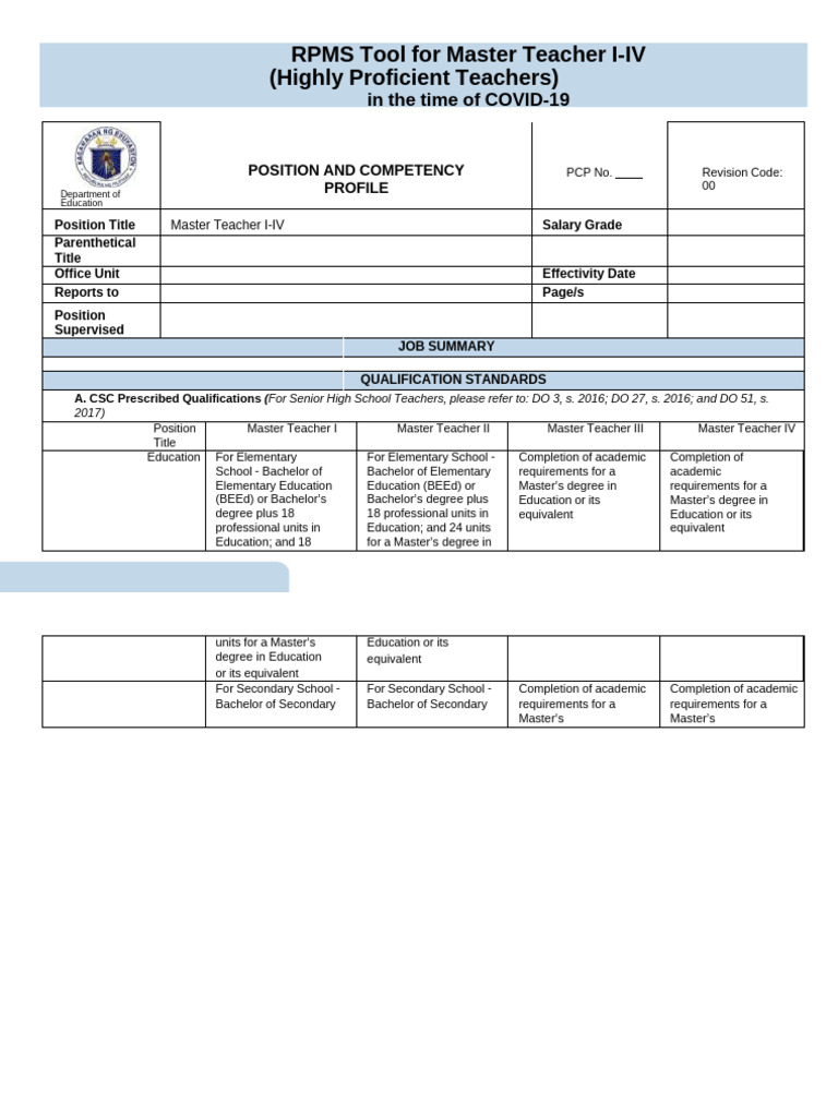 RPMS Tool For Highly Proficient Teachers SY | PDF | Intelligence ...