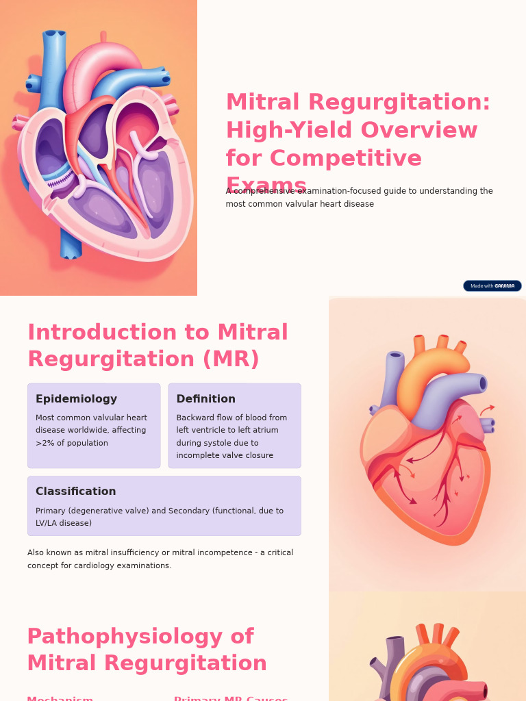 Mitral Regurgitation Overview for Exams | PDF | Internal Medicine ...