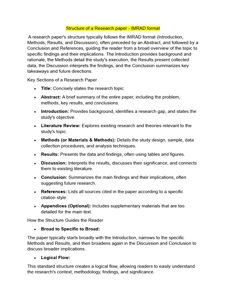 Structure of A Research Paper-IMRAD Format | PDF