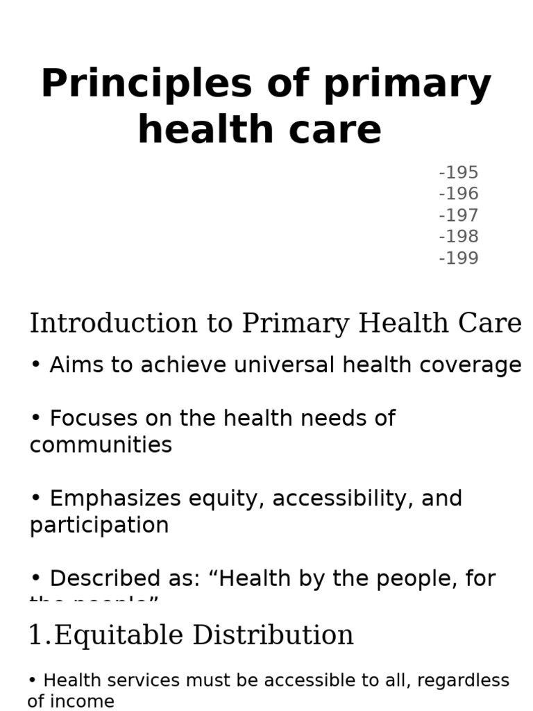 Principles of Primary Health Care | PDF
