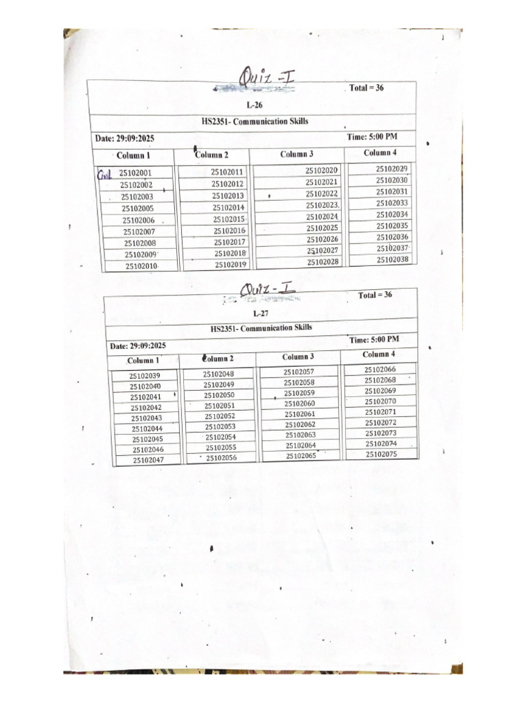 Seating Plan Quiz-CS 25261 | PDF