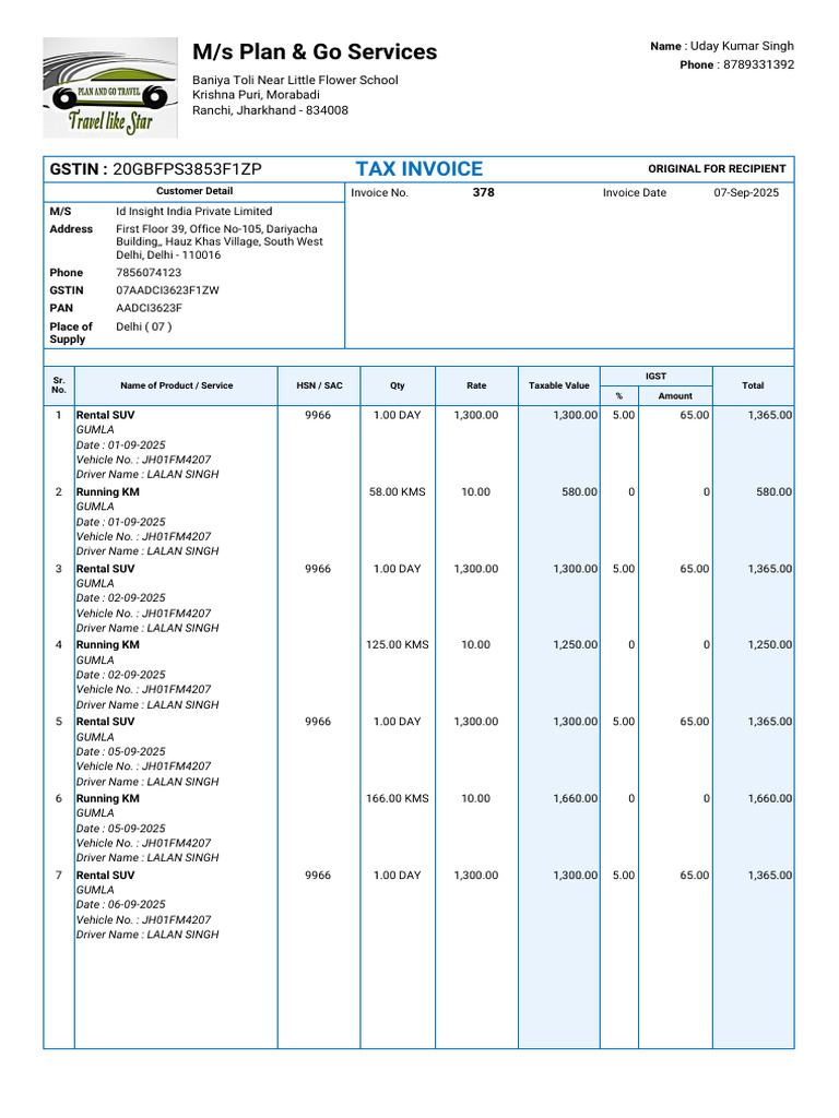 Invoice 378 Id Insight India Private Limited Ashish Prasad 10-30-00 ...