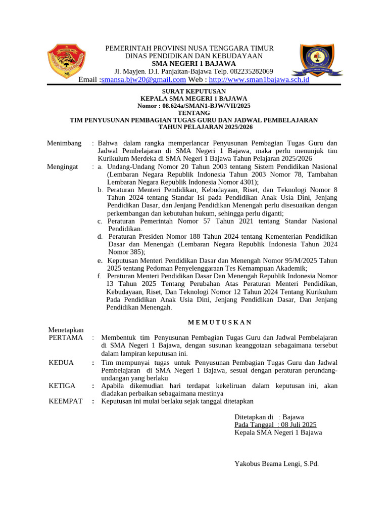 1.1 - SK - Tim Pengembang Kur 2013-2014 | PDF