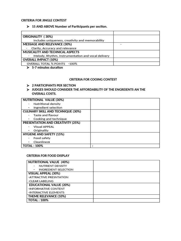 Criteria For Jingle Contest | PDF