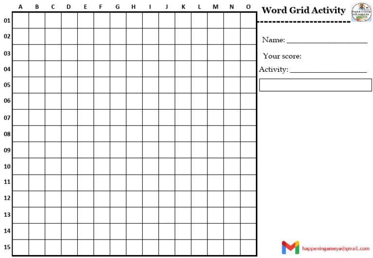 Word Grid 15 by 15 | PDF