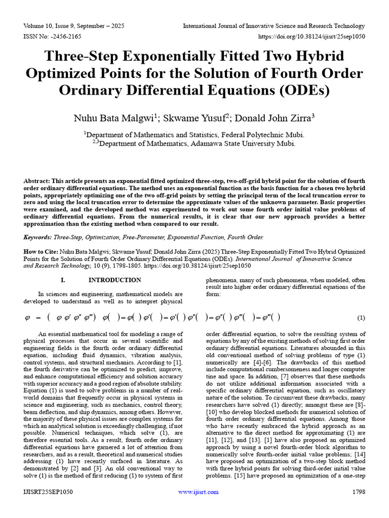 Three-Step Exponentially Fitted Two Hybrid Optimized Points For The ...