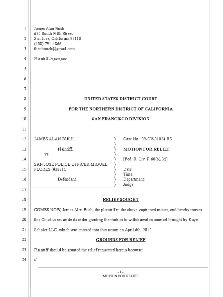 Motion To Vacate Order Granting Withdrawal of Counsel (DRAFT) | PDF ...