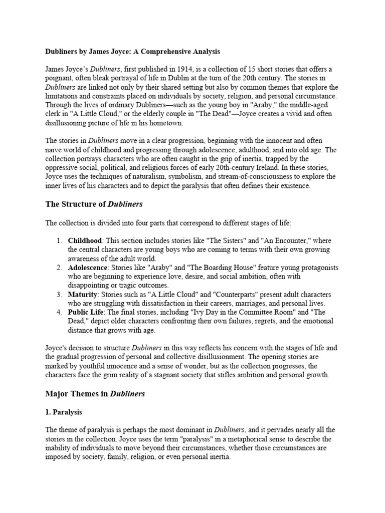 Dubliners by James Joyce - A Comprehensive Analysis | PDF | Dubliners ...