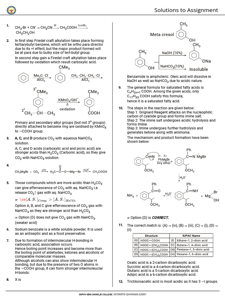 Assignment Solution 1756988297 | PDF | Carboxylic Acid | Aldehyde