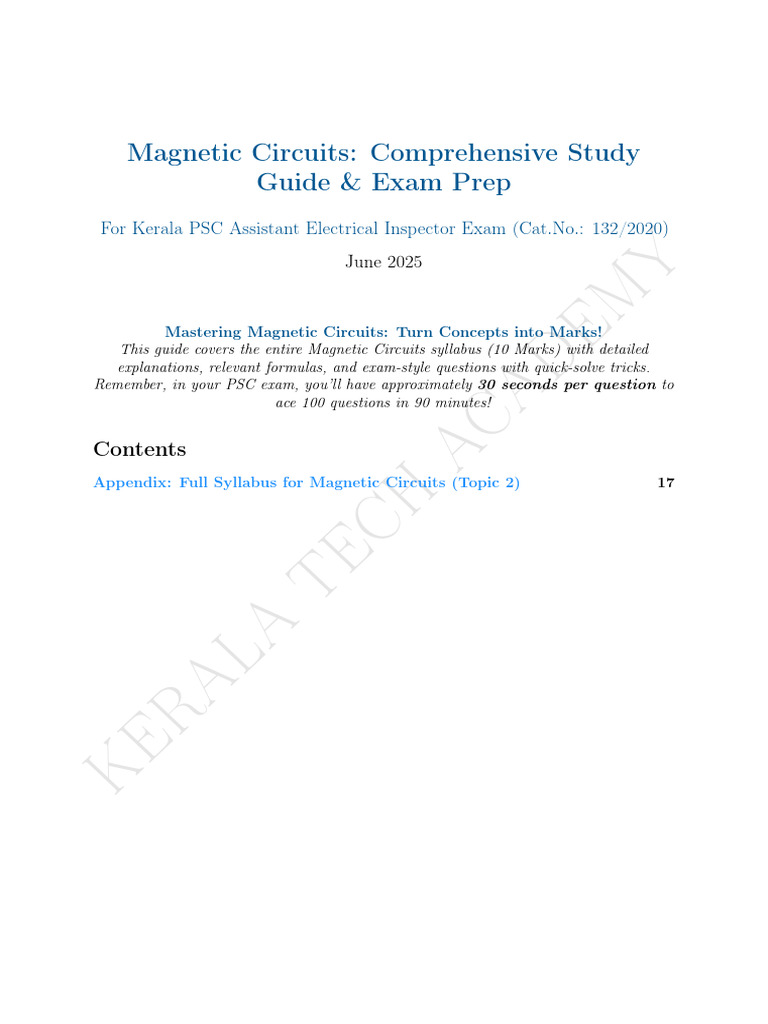 Magnetic Circuits Study Guide for PSC | PDF | Magnetic Field | Magnetism