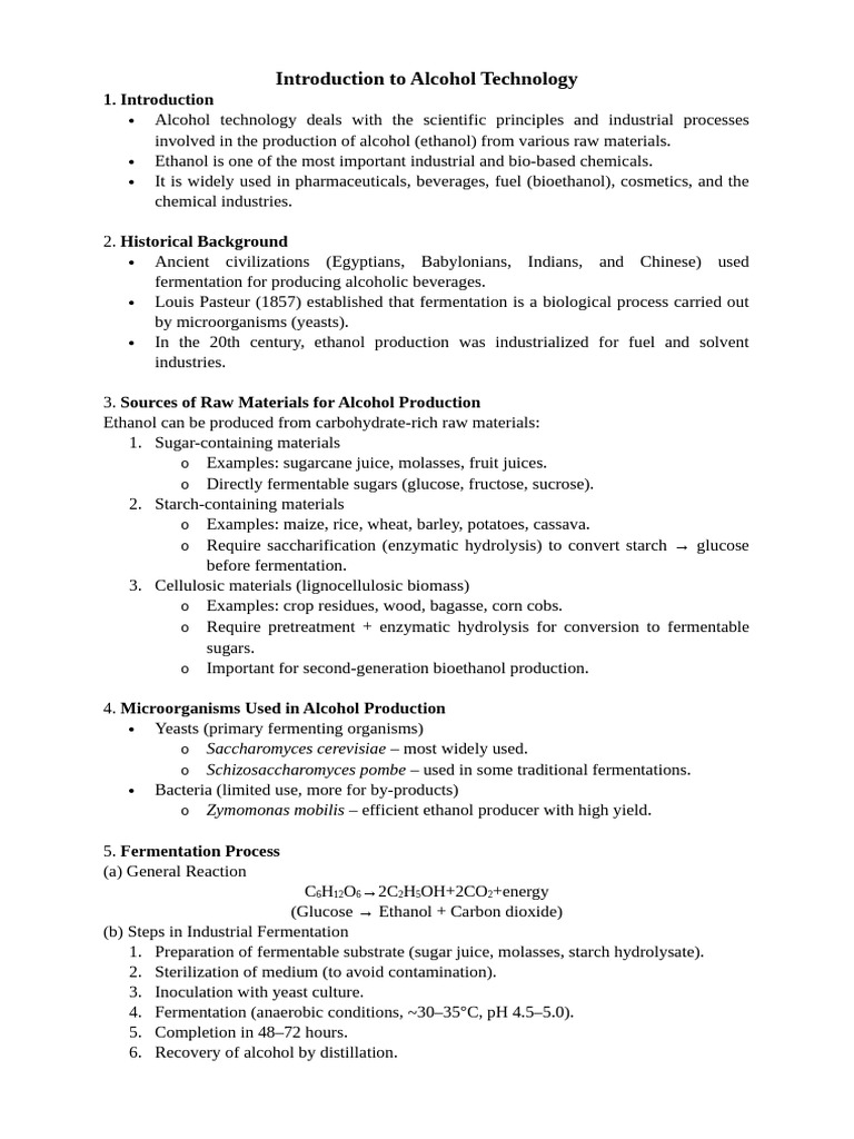 Alcohol Production: Raw Materials & Processes | PDF | Yeast | Ethanol