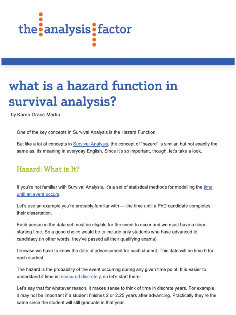 What Is A Hazard Function in Survival Analysis - The Analysis Factor | PDF