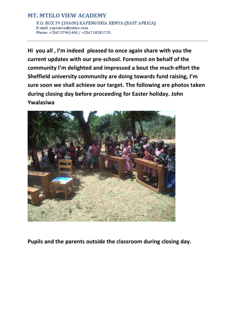Mt. Mtelo Academy Updates and Celebrations | PDF