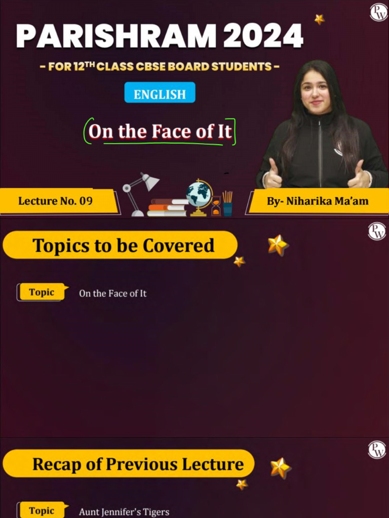 Vistas 09 - On The Face of It - Class Notes - Parishram 2024 | PDF
