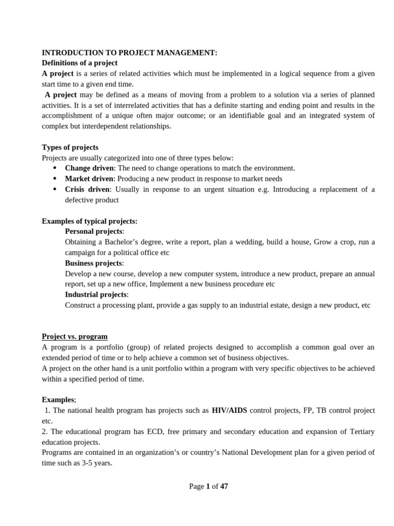 Introduction To Project Management | PDF | Feasibility Study | Project ...