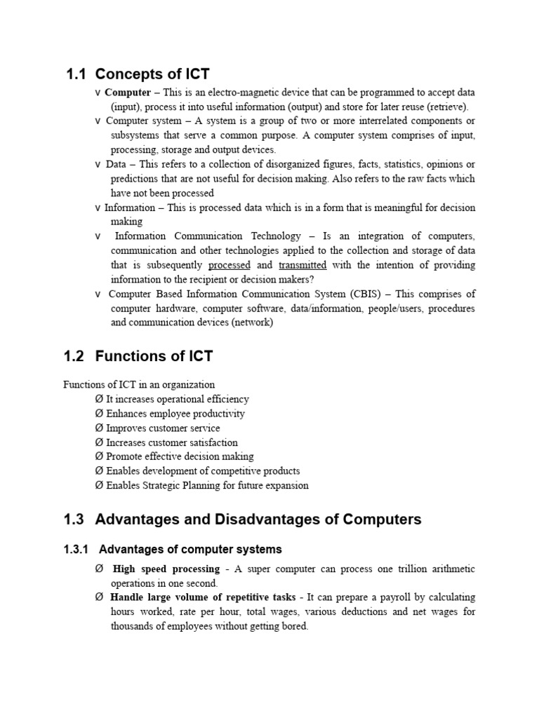Introduction To ICT and Components Found | PDF | Central Processing ...