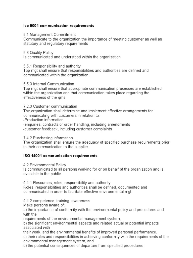 ISO Communication Requirements Guide | PDF | Iso 9000 | Business