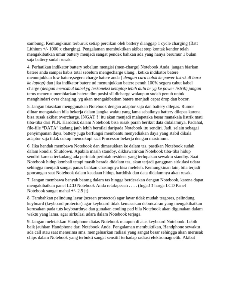 10 Tips Merawat Notebook 4 | PDF