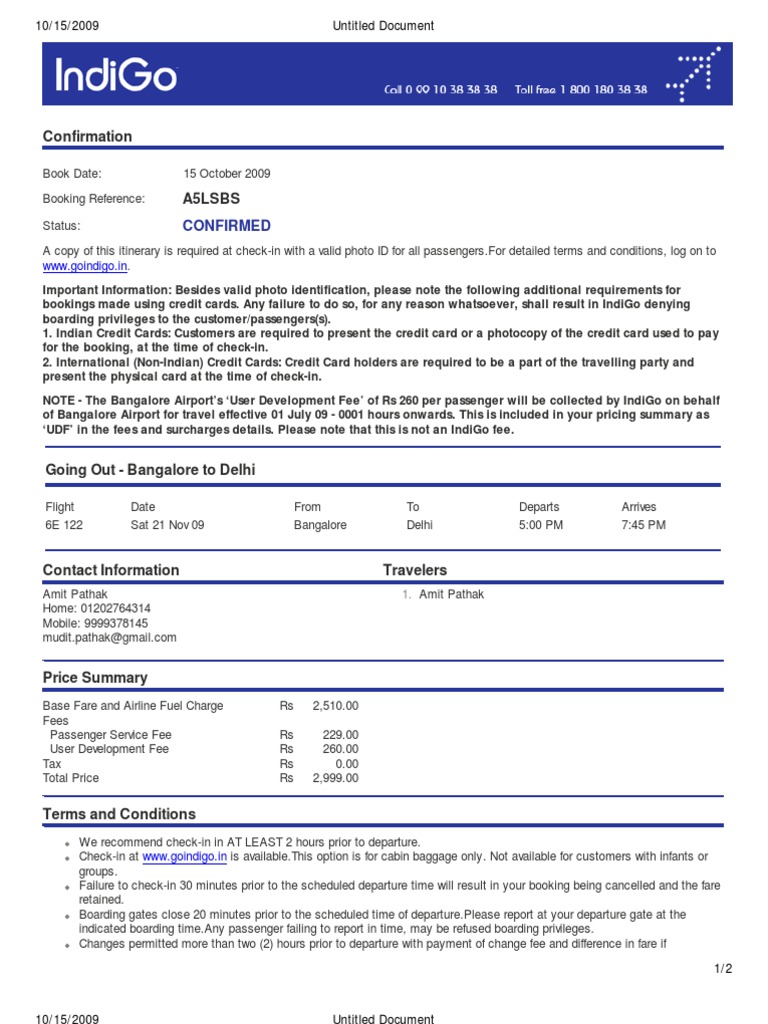 Indigo | Download Free PDF | Fee | Transport