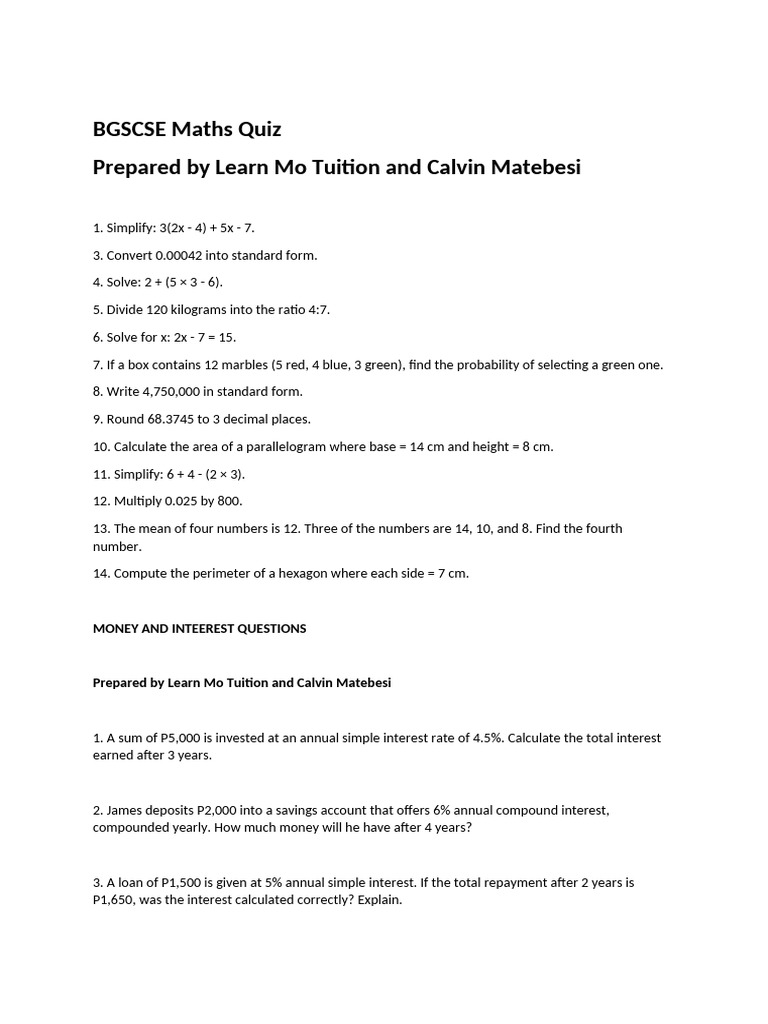 Form 5 Maths Assignment | PDF