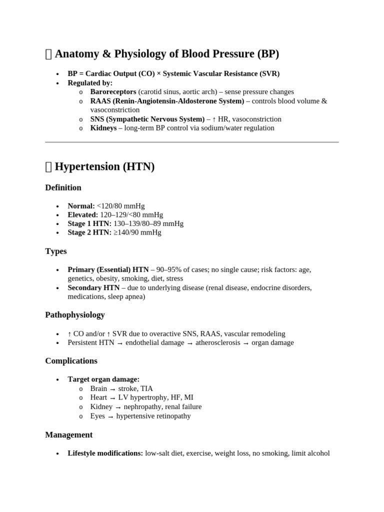 Blood Pressure: Hypertension & Hypotension Guide | PDF | Circulatory ...