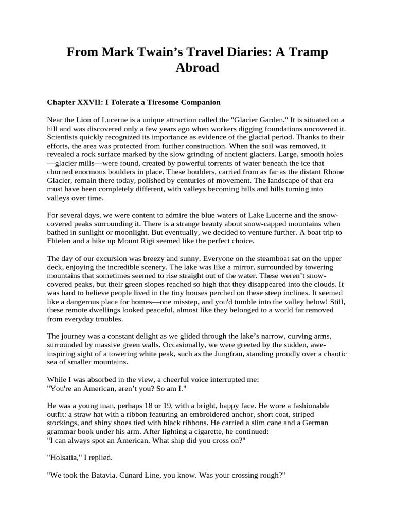 Mark Twain Travel Stories... I Tolerate A Tiresome Companion | PDF ...