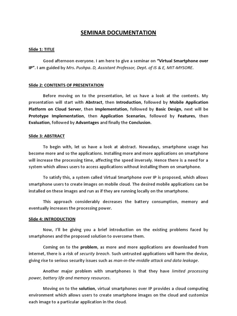 Seminar Documentation | PDF | Operating System | Smartphone