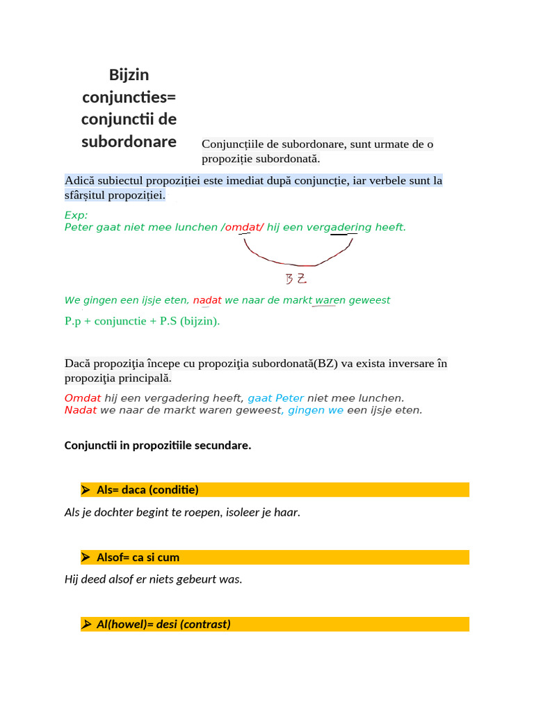 Conjuncțiile de Subordonare | PDF