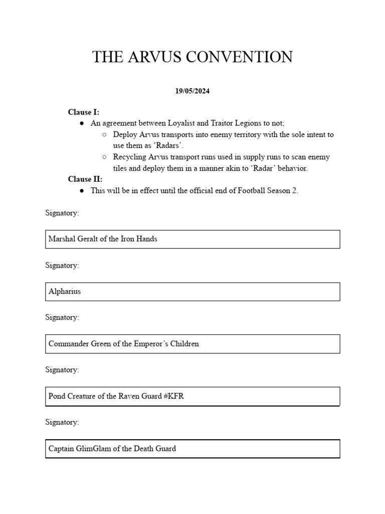 Arvus Convention Agreement 2024 | PDF