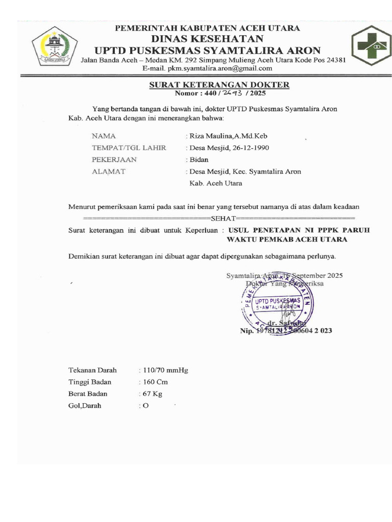 Surat Sehat | PDF