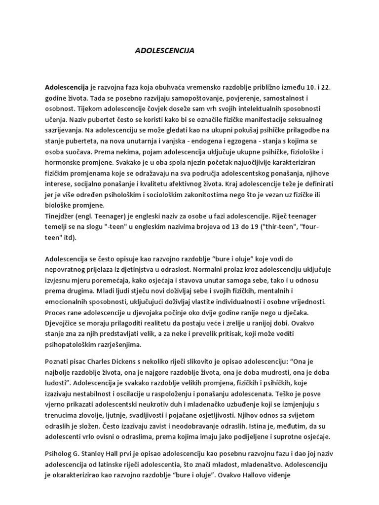 ADOLESCENCIJA | PDF