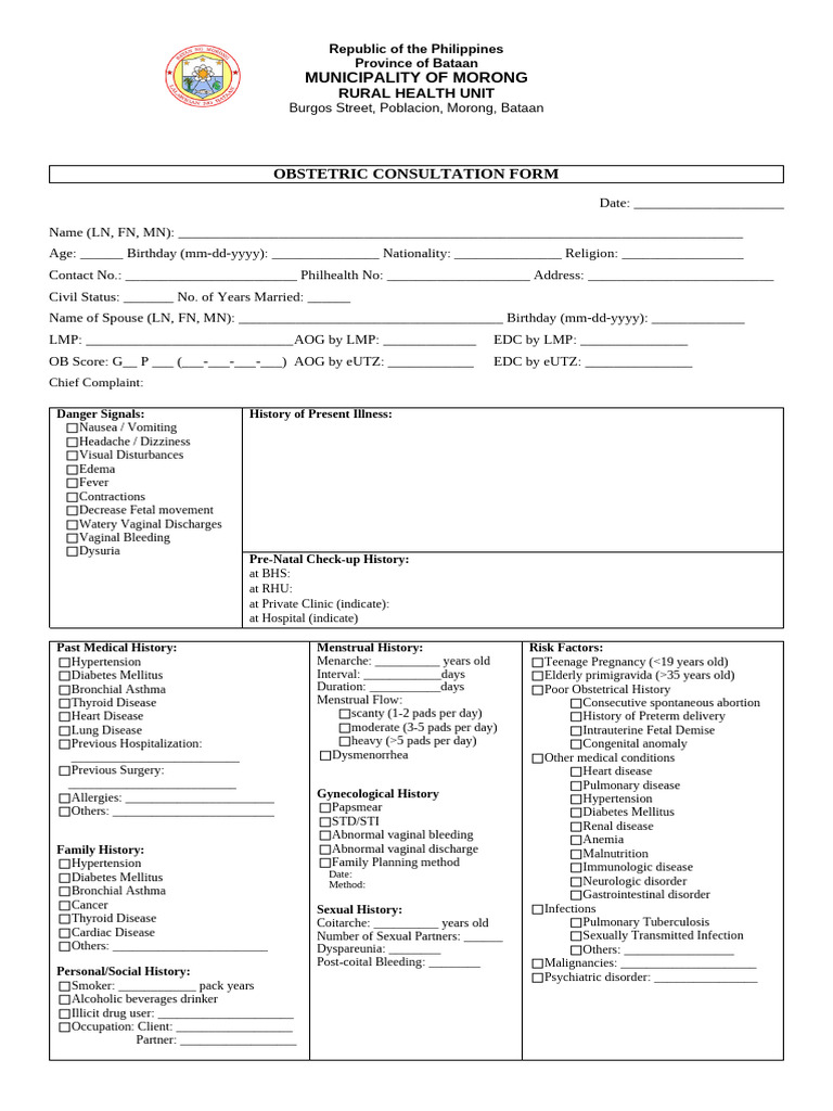 Obstetric Consultation Form | PDF | Childbirth | Preterm Birth