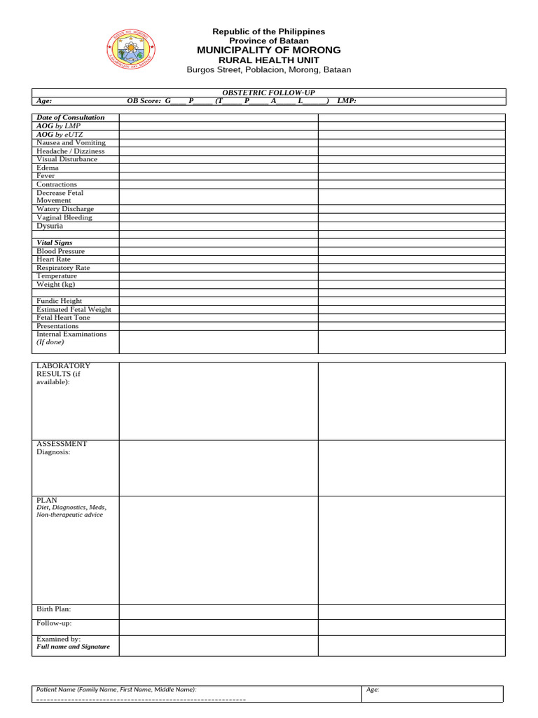 Obstetric Follow Up Form | PDF