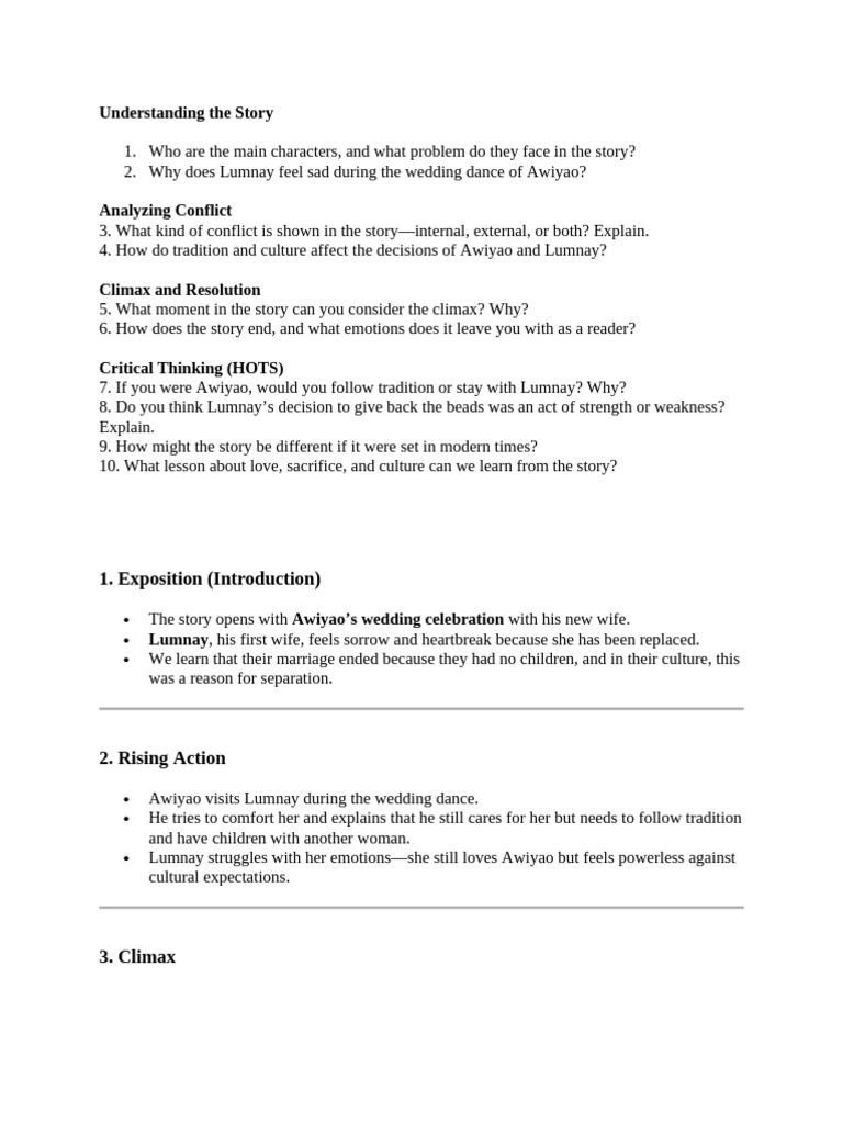 Elements of Plot (Wedding Dance, Akhinnaja and Pfu'Pfu'at) | PDF